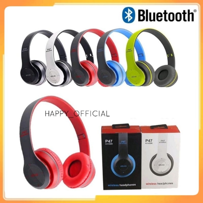 Jual Earphone Bando P47 Bluetooth Bass Musik | Shopee Indonesia