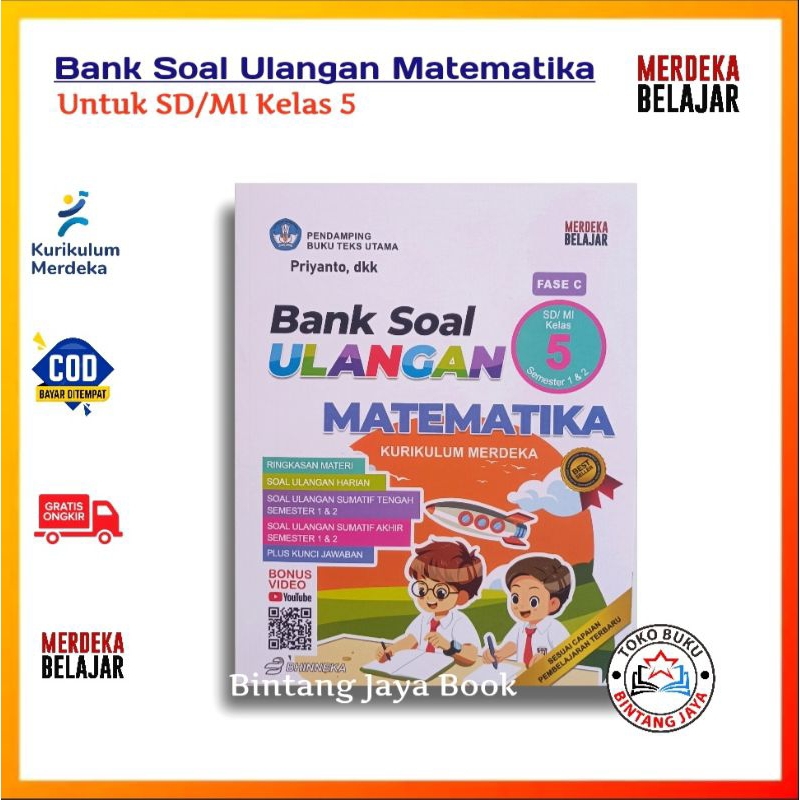 Jual Buku Bank Soal Matematika Kelas 5 SD/MI Kurikulum Merdeka ( Sesuai CP Terbaru 2024 ...