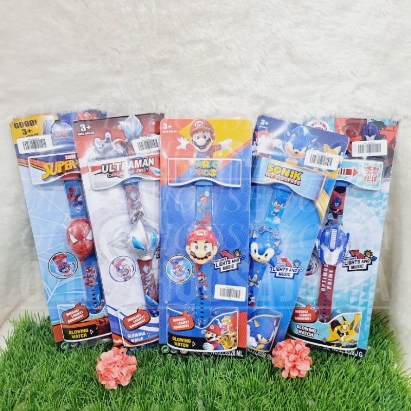 Jual Jam Tangan Anak Digital Lampu LED Musik Sonic Mario Spiderman ...