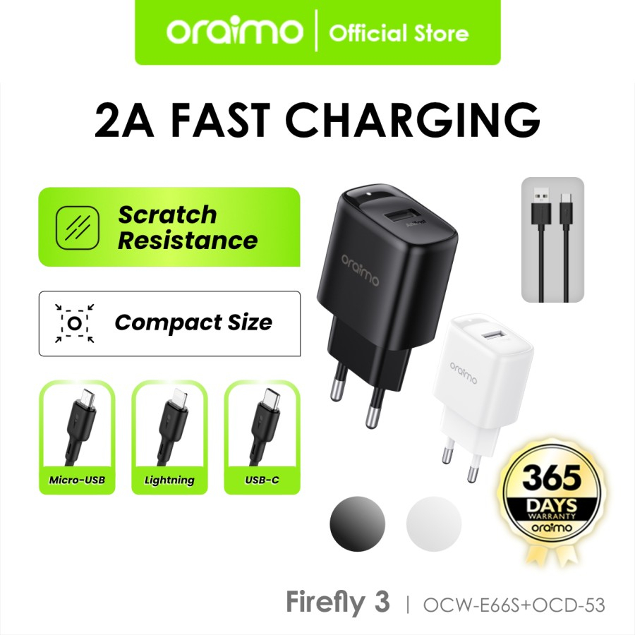 Jual Oraimo Charger Handphone Firefly 3 Quick Charge Fast Charging 10W ...