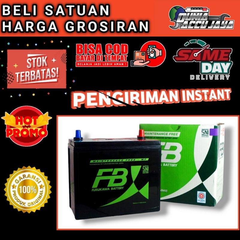 Jual aki mobil KERING original ( bergaransi 10 bulan ) NS60 46b24R 45ah FURUKAWA BATTERY MF ...