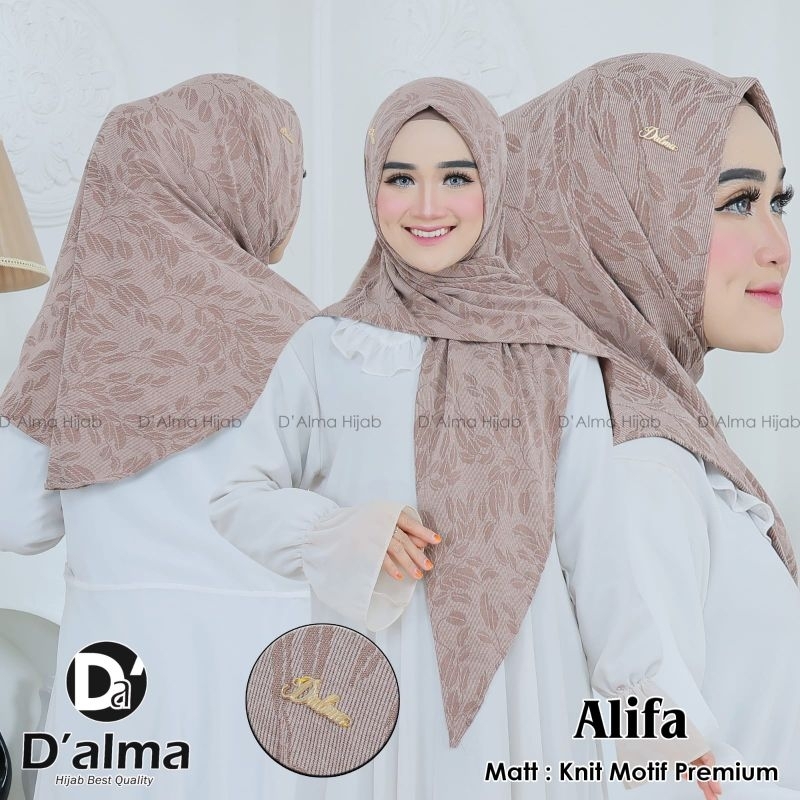 Jual HIJAB D ALMA ALIFAH // HIJAB SEGIEMPAT INSTAN // HIJAB KNIT ...