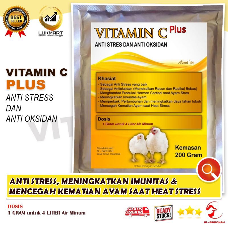 Jual VITAMIN C - Obat Ayam Stres - Vitamin Ayam Broiler - Obat Ayam ...