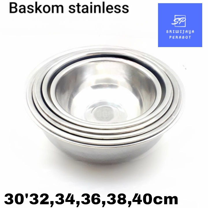Jual BASKOM STAINLESS STEEL JUMBO | BASIN TEBAL 1 SET SERBAGUNA 6 PCS | Shopee Indonesia
