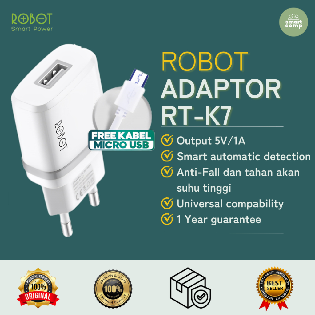 Jual Robot RT-K7 Adaptor Charger 5V/1A With Cable Micro USB RTK7 ...