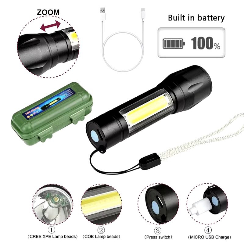 Jual Senter Led Swat Mini Senter Police Original Bisa Zoom Senter Cac ...