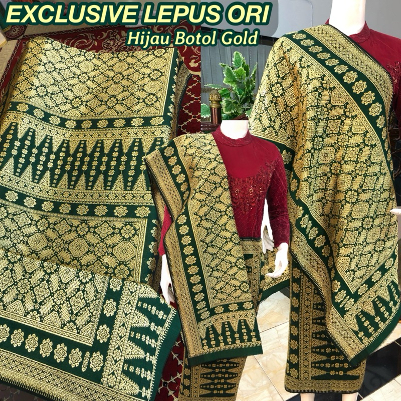 Jual Exclusive Songket Lepus ORI Hijau Botol Gold Gradiasi Berlian /Lepus Gebeng warna ORI ...