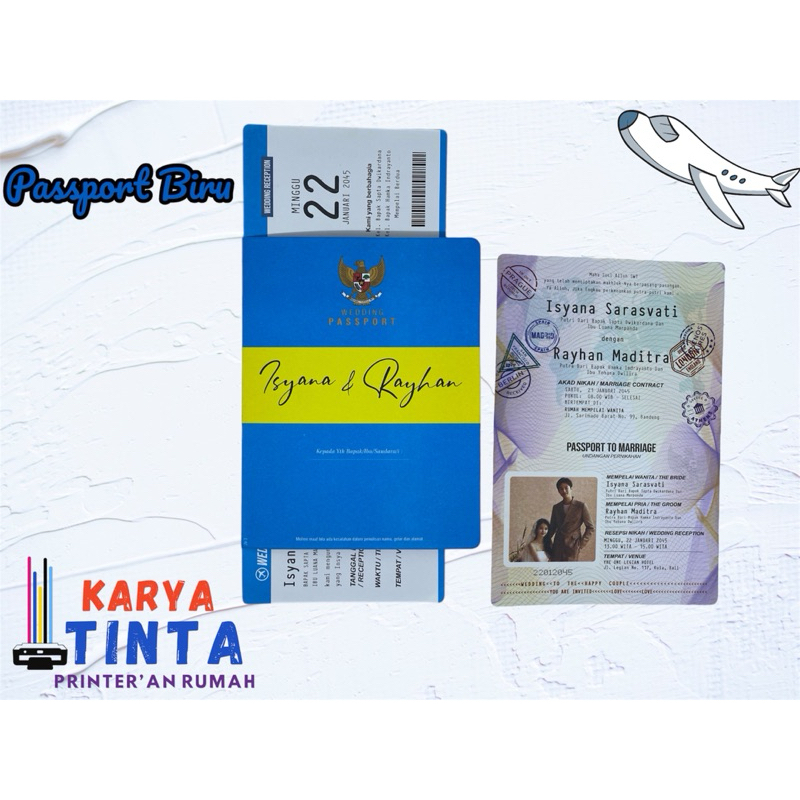 Jual Undangan Pernikahan Passport Biru Tanpa Foil Full Color | Shopee ...