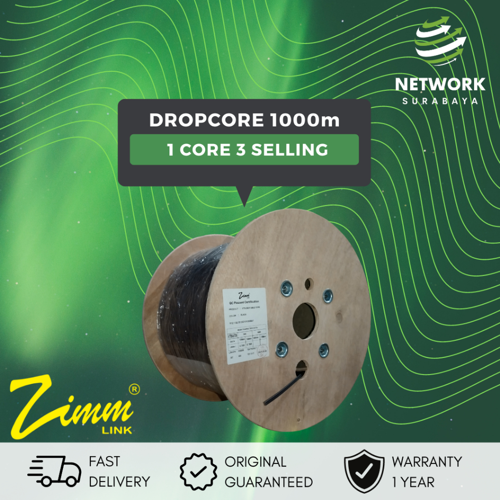 Jual ZIMMLINK 1000 Meter Dropcore Cable Fiber Optical 1 Core 3 Seling ...