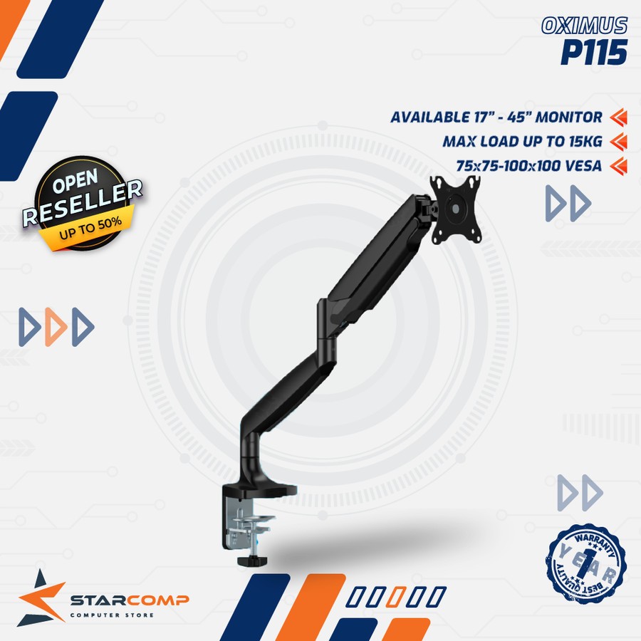Jual OXIMUS P115 Heavy Duty CounterBalance Gas Spring monitor Arm up to ...