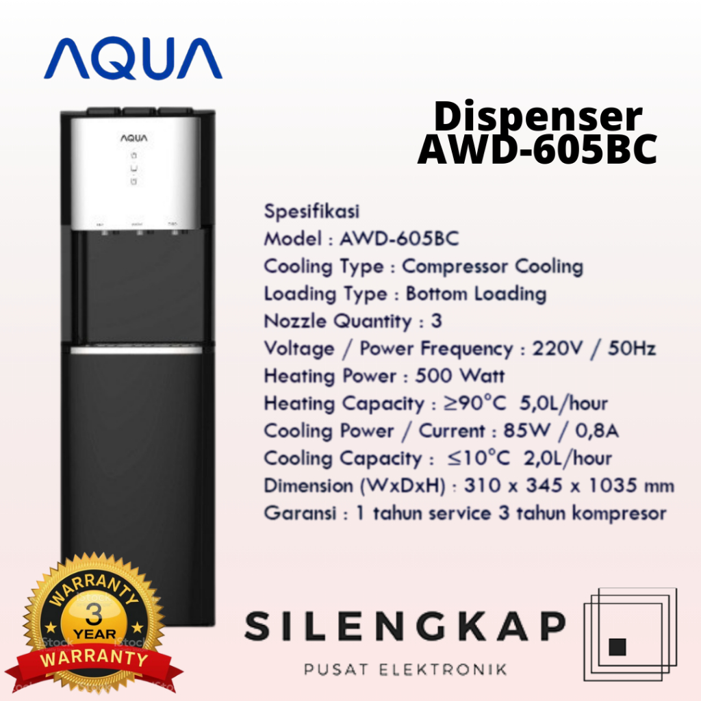 Jual Water Dispenser AQUA AWD-605BC Galon Bawah / AWD605BC | Shopee ...