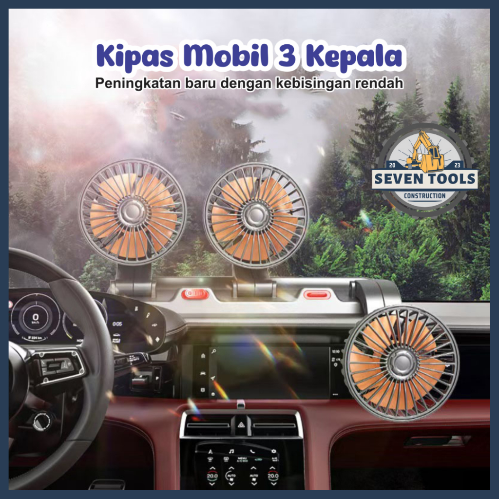 Jual [ST] Kipas Angin Mobil 3 Kepala 12V/24V / Kipas Dashboard Mobil ...