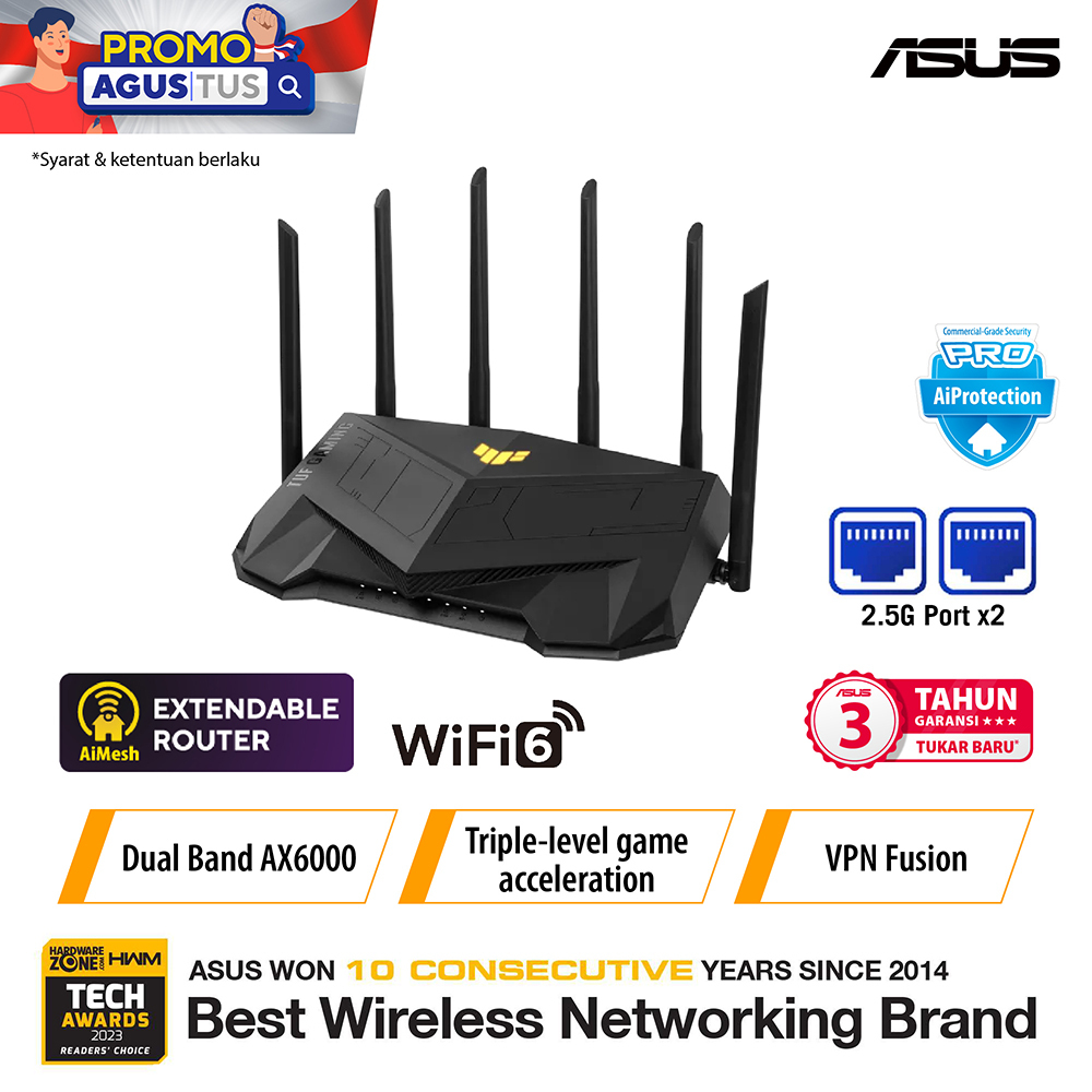 Jual ASUS TUF Gaming AX6000 Dual Band WiFi 6 Extendable Gaming Router ...