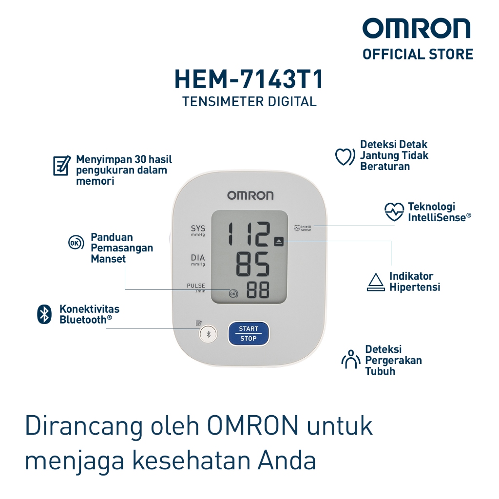 Jual OMRON HEM 7143T1 Tensimeter Digital + Connect Bluetooth | Shopee Indonesia