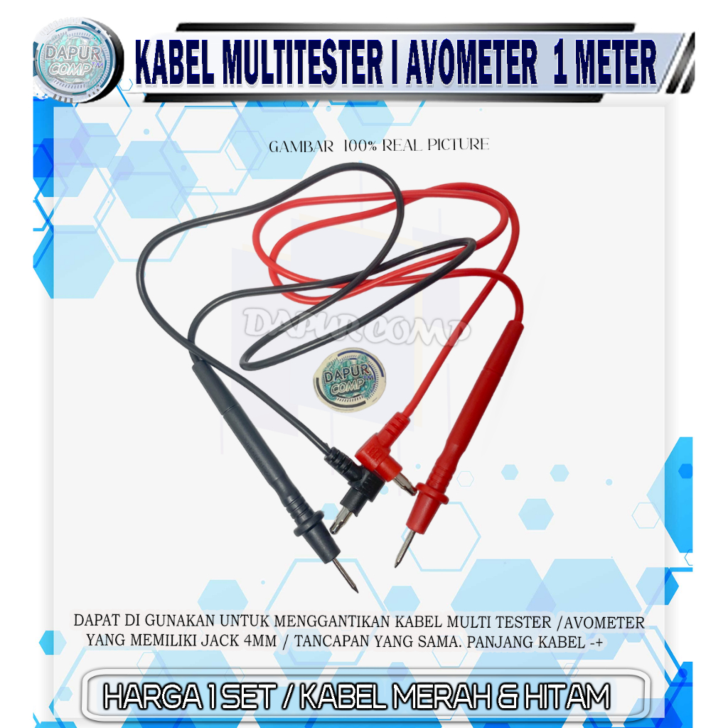Jual KABEL MULTITESTER / AVOMETER JACK 4MM PANJANG 1METER | Shopee ...