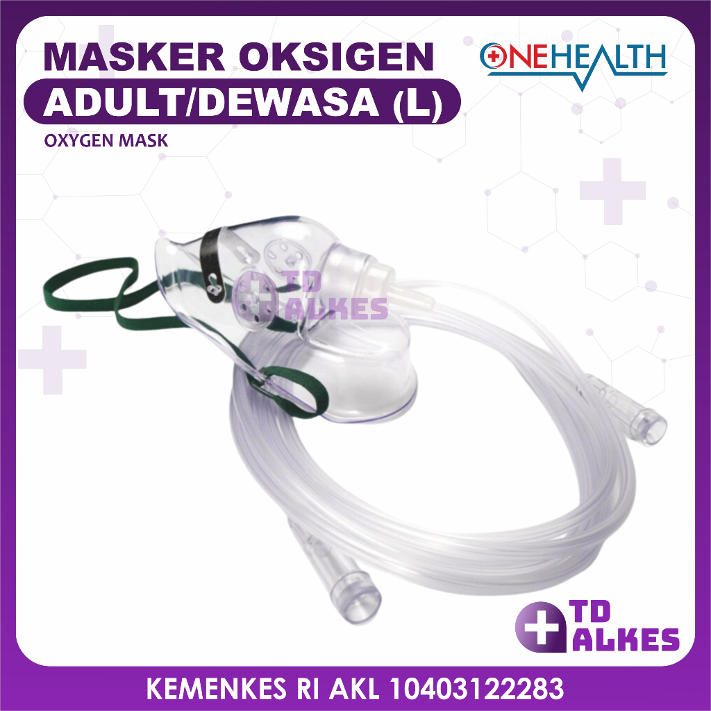 Jual OneHealth Masker Oksigen Dewasa Oxygen Mask L Adult Selang ...