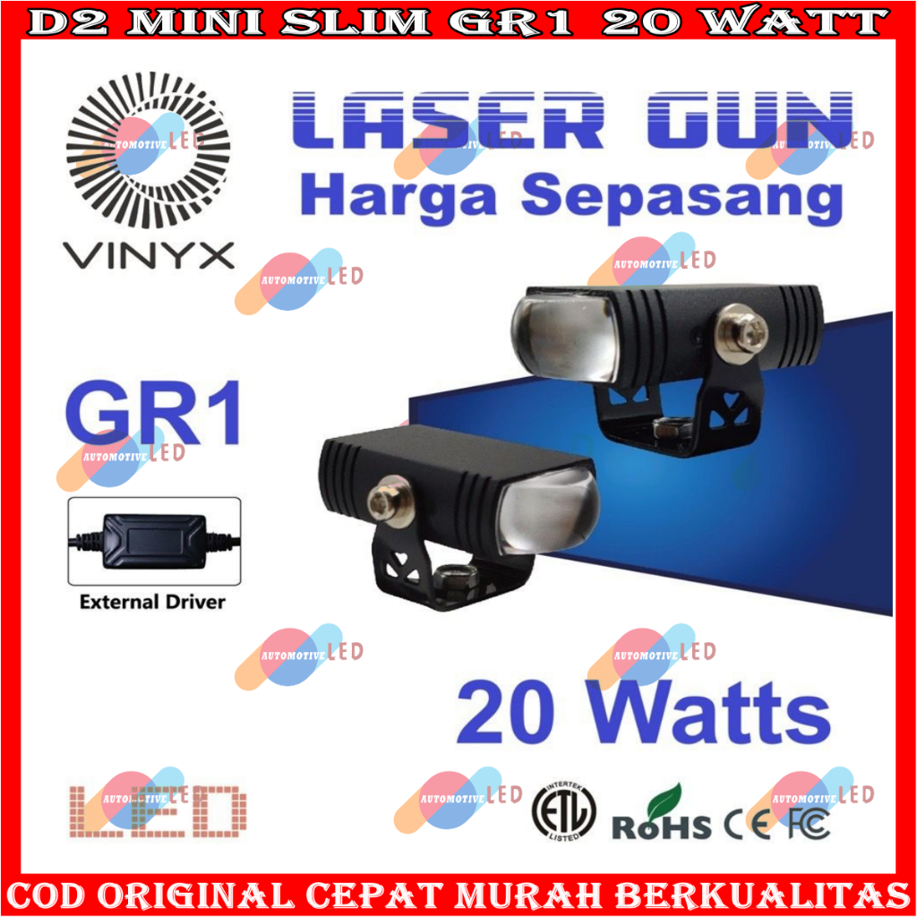 Jual ORIGINAL LAMPU TEMBAK GR1 MERK VINYX 20 WATT MINI SLIM LED XCASE ...