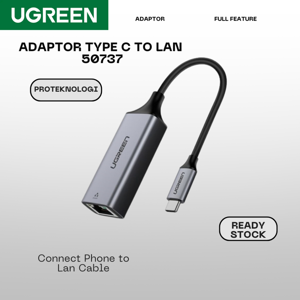 Jual UGREEN 50737 Gigabit Type C To LAN Adapter Gray RJ45 | Shopee ...