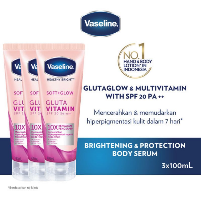 Jual VASELINE SOFT GLOW GLUTA VITAMIN SPF 20 BODY SERUM NIACINAMIDE ...
