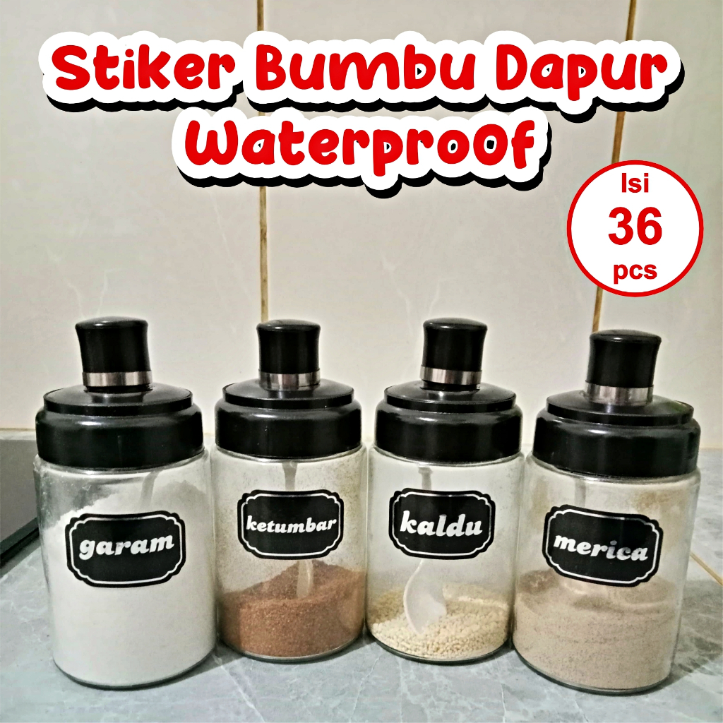 Jual Stiker Bumbu Dapur Waterproof | Isi 36 pcs | Anti Air Bisa Dicuci ...