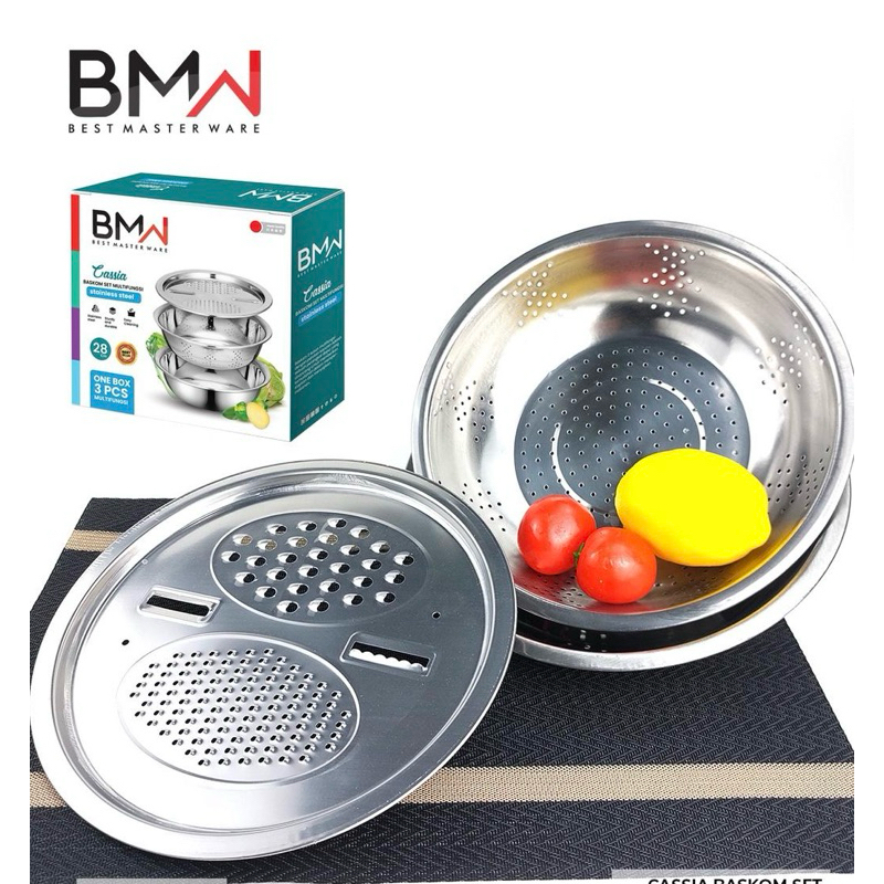 Jual Baskom Parutan Stainless 3 in 1 - Parutan Serbaguna Wadah Pot ...