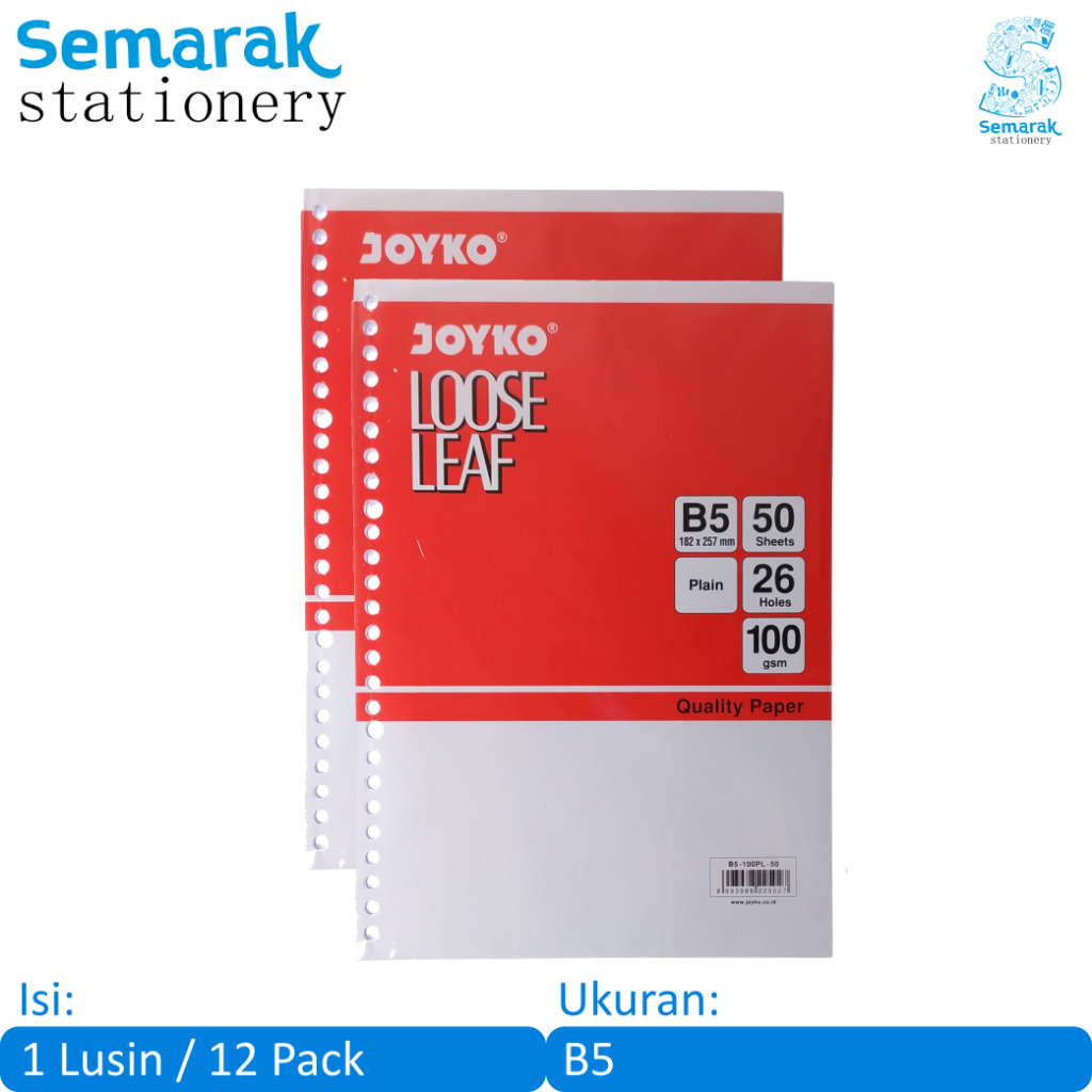 Jual Joyko Loose Leaf Isi Kertas Binder Polos B5 [1 Lusin / 12 Pack / 50 Lembar] | Shopee Indonesia