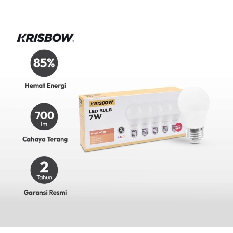 Jual Krisbow Set Bohlam Led 7 watt 7w 5 Pcs Warm White | Shopee Indonesia
