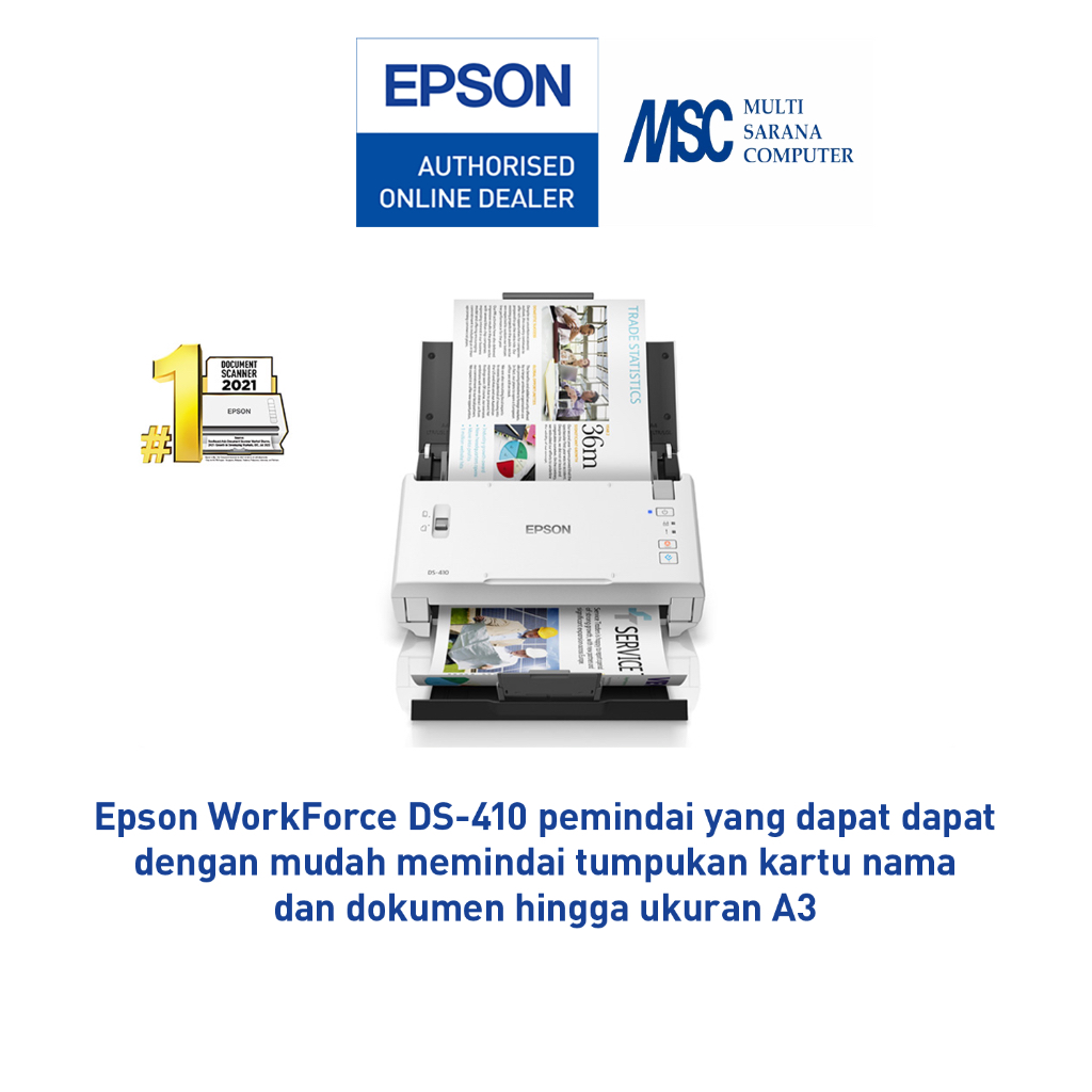 Jual EPSON Scanner DS-410 DS410 DS 410 Scan WorkForce A4 Up to A3 Duplex Sheet-fed Document ...