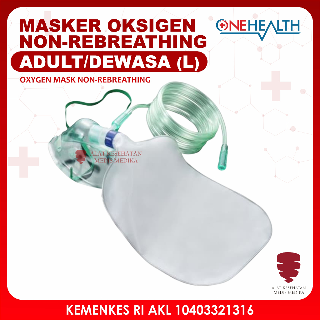 Jual Masker Oksigen Non Rebreathing Dewasa OneHealth Oxygen Mask Adult ...