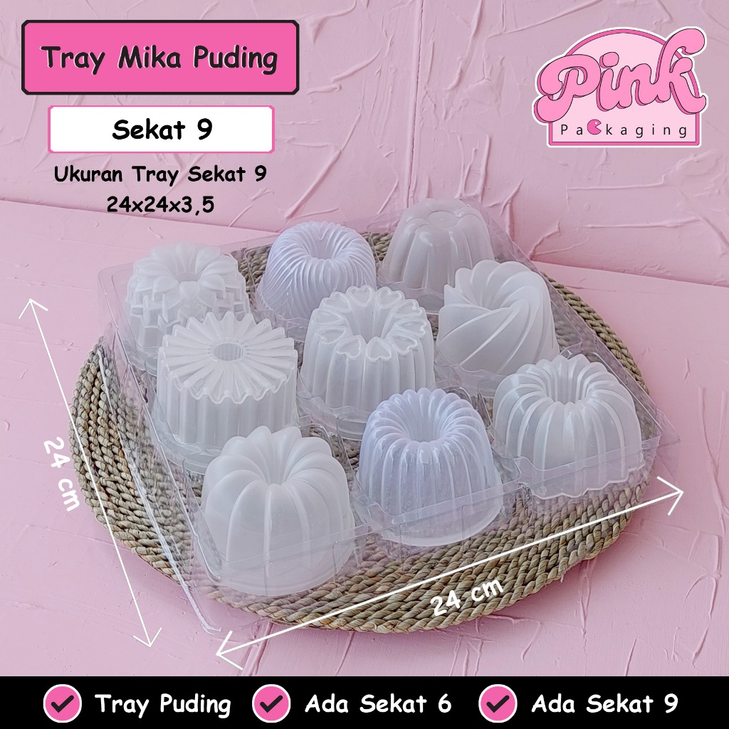 Jual Tray Mika Puding Cake Isi 6 dan 9 Slot Mika Tatakan Puding Mini ...