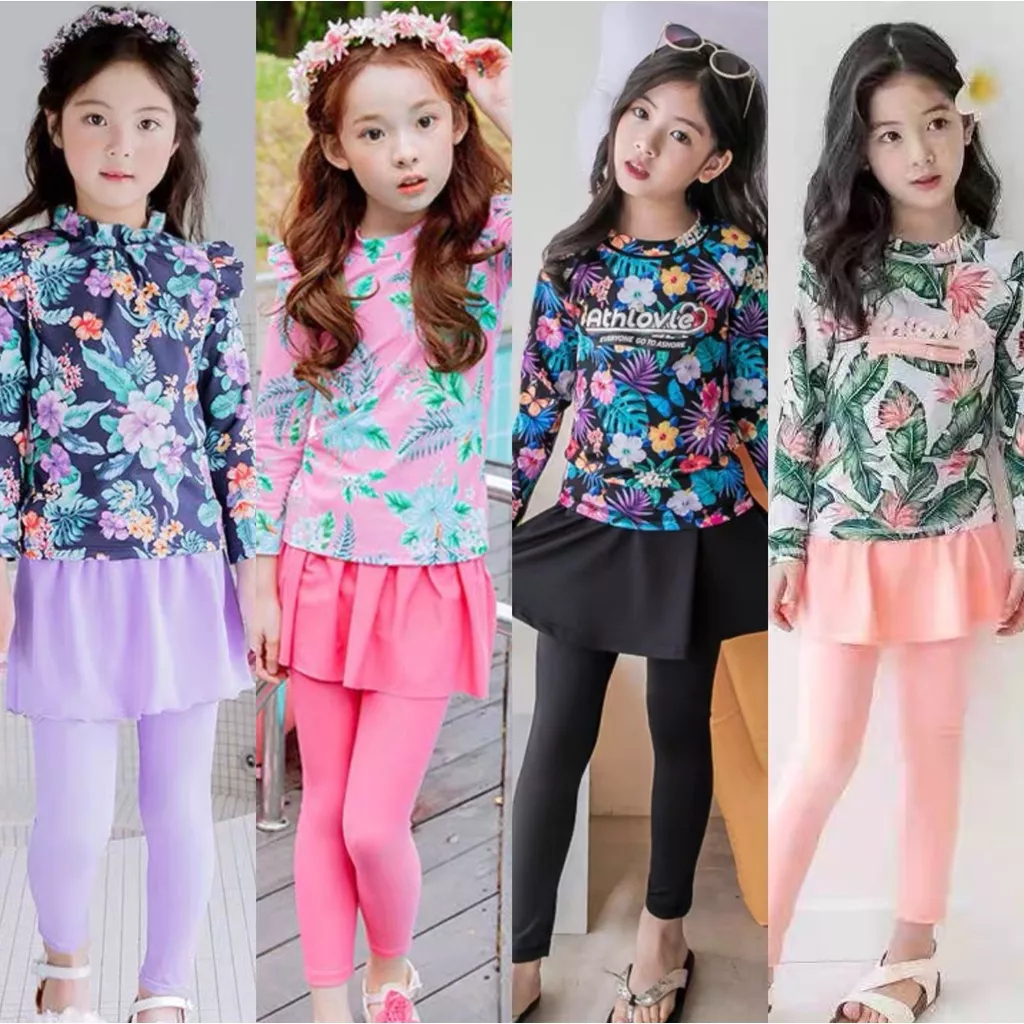 Jual Baju renang import ungu bunga lengan panjang cekana rok panjang ...