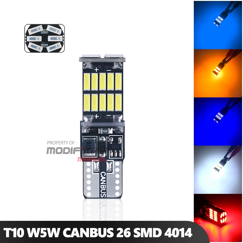 Jual Lampu LED T10 CANbus 26 SMD 4014 W5W Lampu Senja Sein Rem Kota DC 12V | Shopee Indonesia