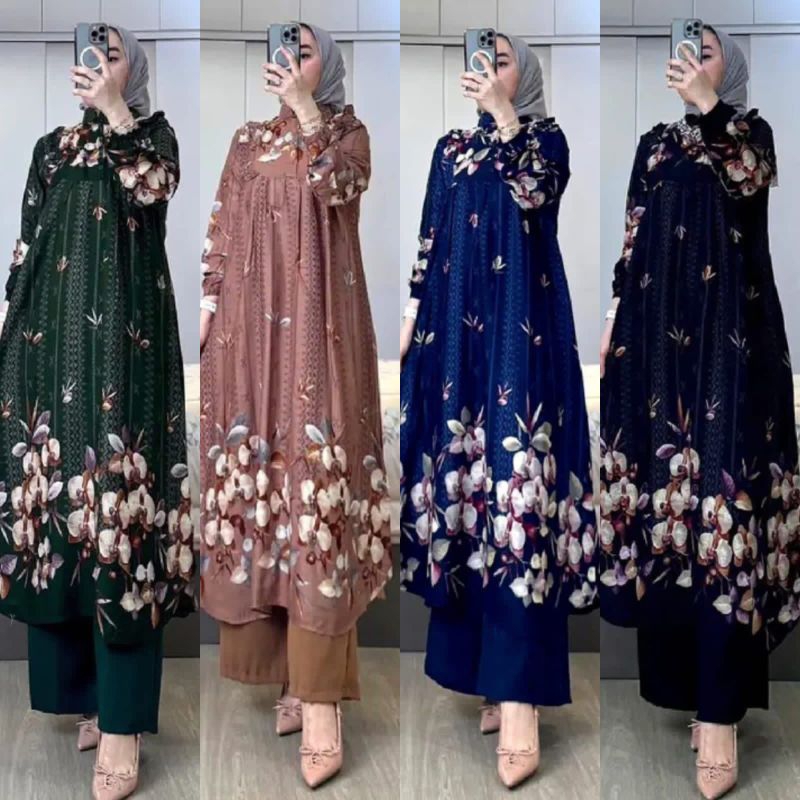 Jual Setelan Wanita MAHARANI Long Tunik Rayon Diamond Mix Crinkel ...