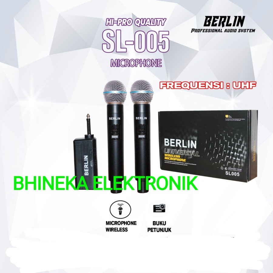 Jual mic wireless BERLIN SL 005 original microphone pegang handheld ...