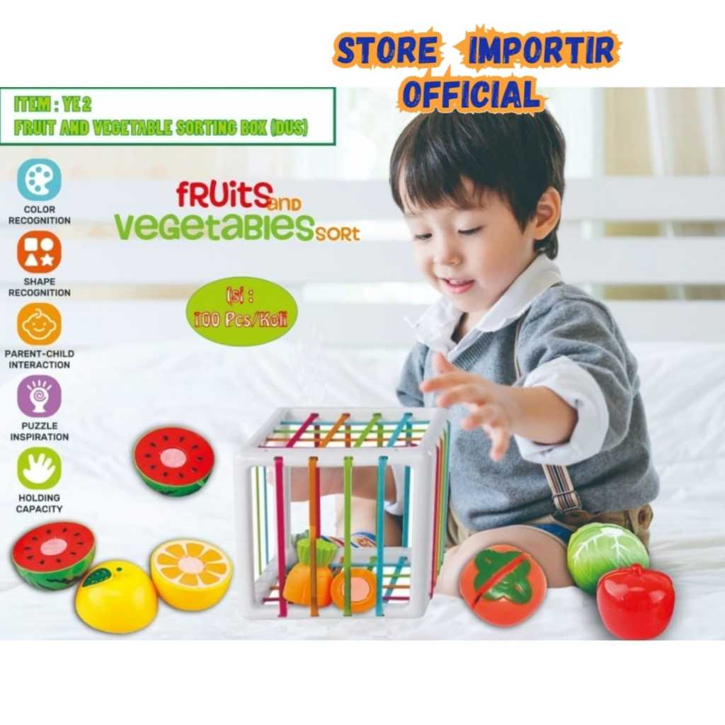 Jual Mainan Edukasih Anak Shapes Sorting Game YE 2 Kotak Buah Dan Sayur ...
