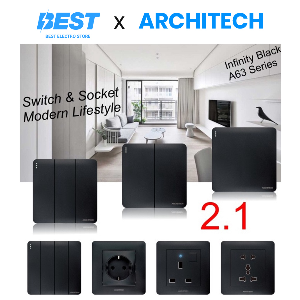 Jual ARCHITECH A63 INFINITY BLACK SAKLAR LAMPU RUMAH /STOP KONTAK LAMPU /SAKLAR HOTEL | Shopee ...