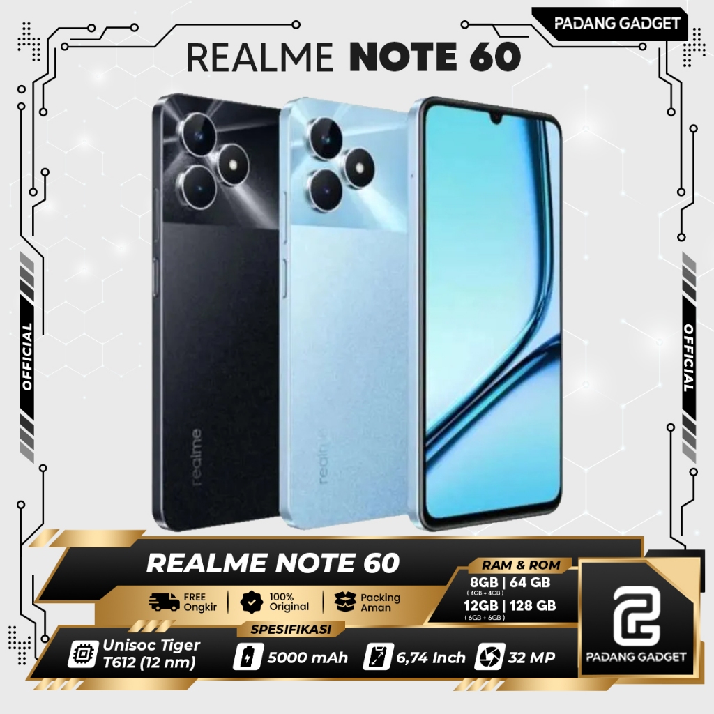 Jual Realme Note 60 4GB/6GB|64/128GB ArmorShell™ Protection 32MP Camera ...