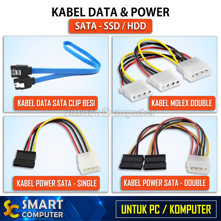 Jual Kabel Data Sata Clip Besi 6 Gbps & Kabel Power Molex Sata HDD ...