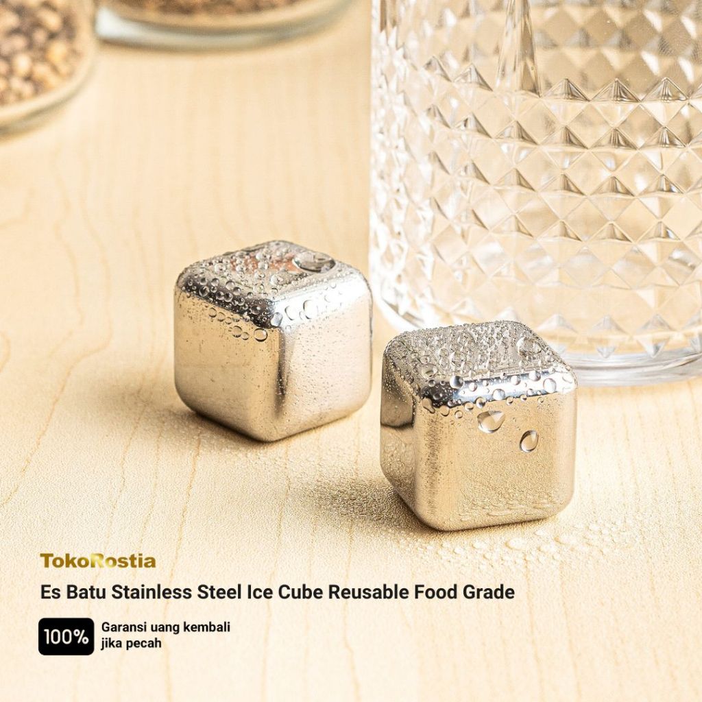 Jual Es Batu Stainless Steel Ice Cube Reusable Food Grade | Shopee ...