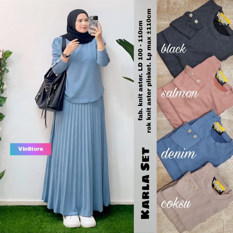 Jual KARLA SET BY VINSTORE/SET ROK BAHAN KNIT ASTER PLISKET INARA ...