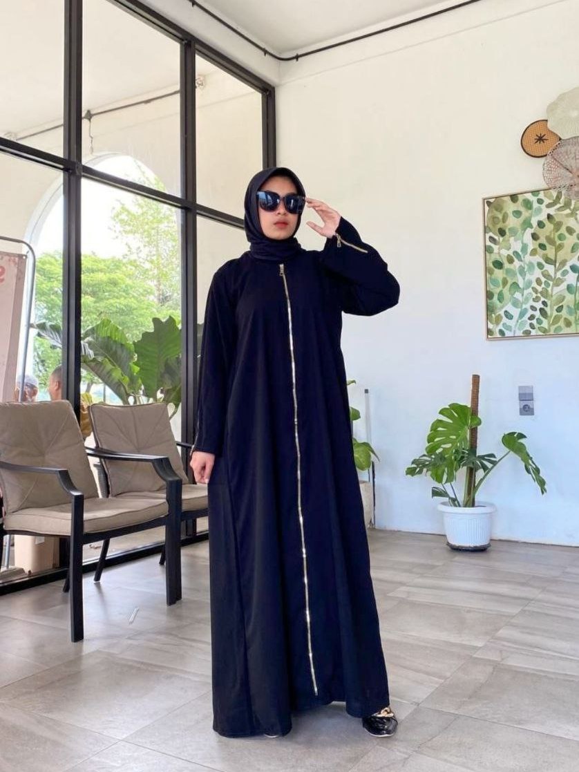 Jual Galeri Lyla Abaya Hitam Gamis Saudi Jetblack Premium Zipper ...