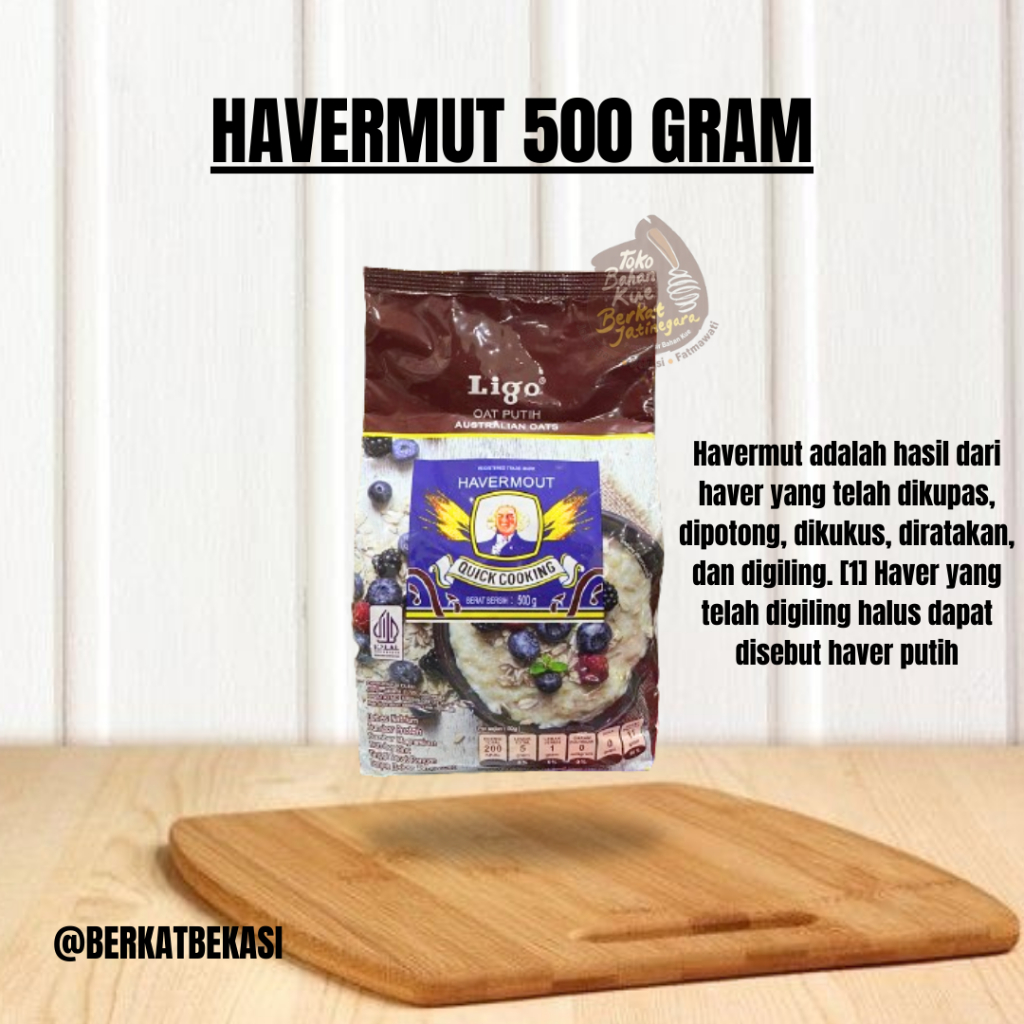 Jual LIGO HAVERMUT WHITE OATS 500 GRAM / GANDUM PUTIH QUICK COOKING ...