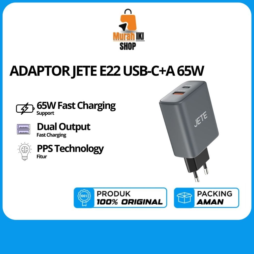 Jual Adaptor Jete E22 USB-C+A 65W | Shopee Indonesia