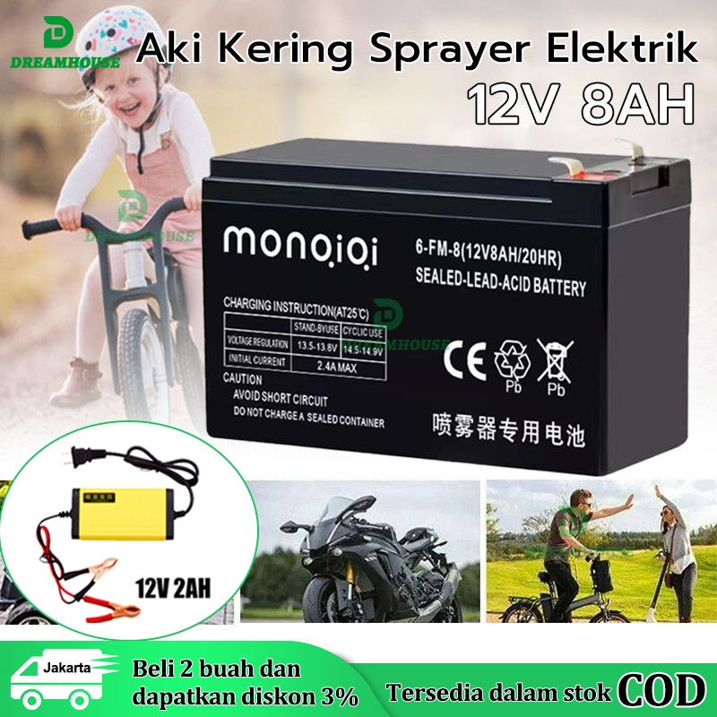 Jual Aki Kering Sprayer Elektrik 12V 12AH/8AH+ 1Charger KANEDA/Baterai Alat Semprot Hama/aki ...