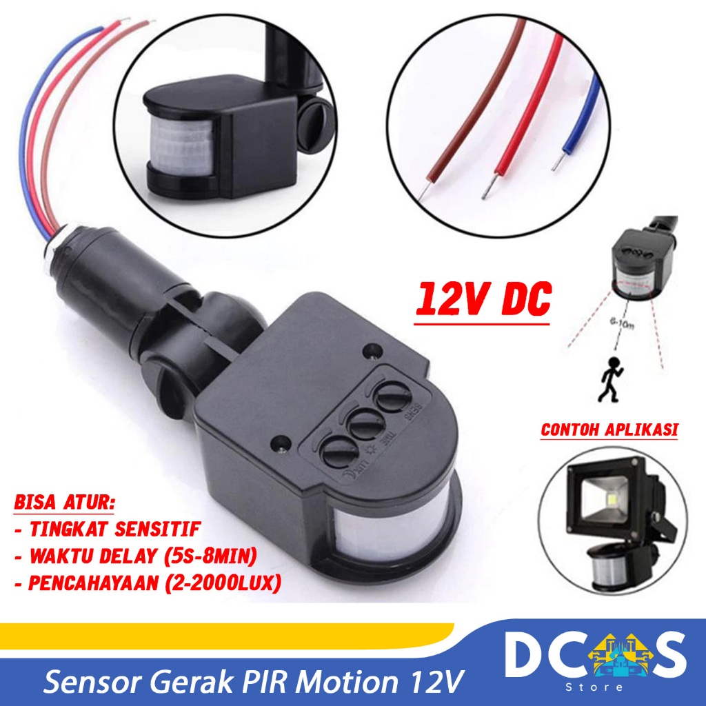Jual Sensor Gerak PIR Motion Sensor Detector 12V DC Rotateable + Lux ...