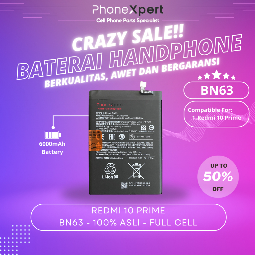 Jual PhoneXpert - BN63 Baterai Redmi 10 Prime Batre Batrai Battery Hp 21061119BI Original ...