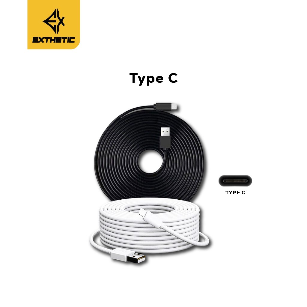 Jual Kabel TYPE C CCTV 5 Meter Exthetic Tipe C Cable EK05C Putih Hitam ...