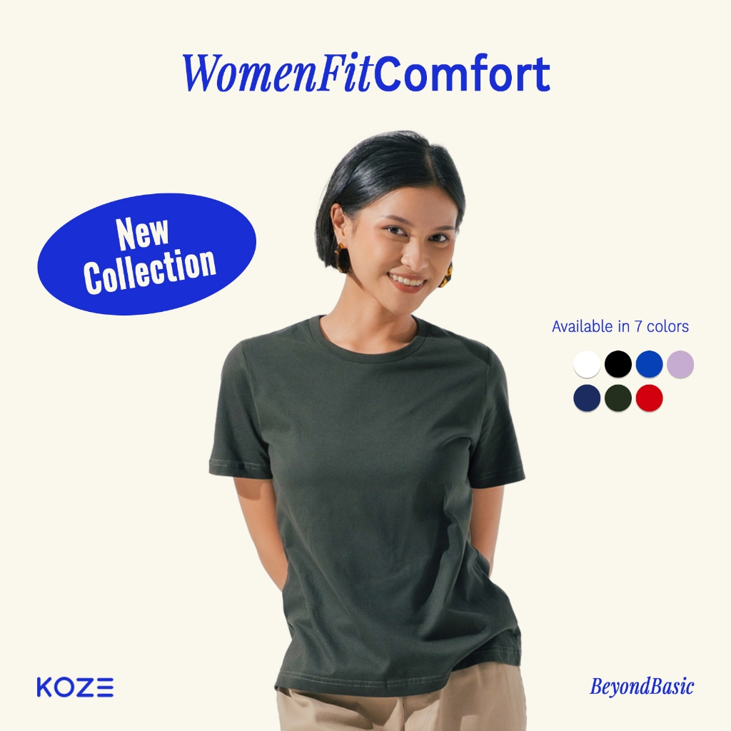 Jual KOZE - WomenFit Comfort Premium Combed 30S Dark Green - Kaos Polos Hijau Tua | Shopee Indonesia