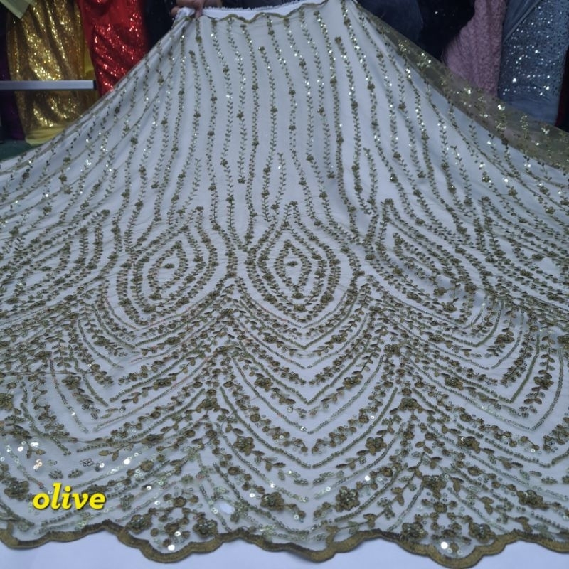 Jual (COD) kain tulle payet elishaab/bakal kebaya,dress,gaun pesta ...