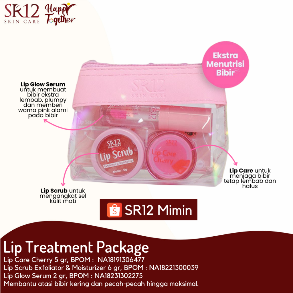 Jual LIP TREATMENT PACKAGE SR12 - PAKET PERAWATAN BIBIR - LIP SCRUB SR12 - LIP CARE SR12 - LIP ...